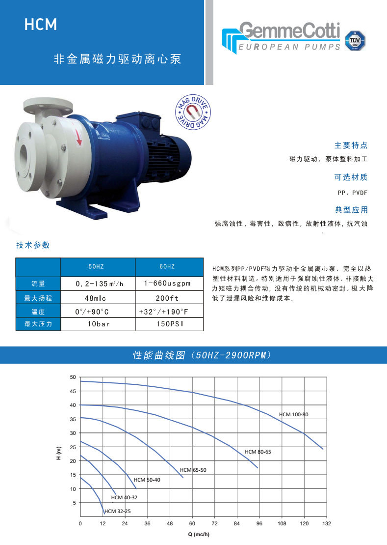 HCM非金属磁力驱动离心泵-意大利Gemme-Cotti磁力泵大中华销售中心-Powered by PageAdmin CMS